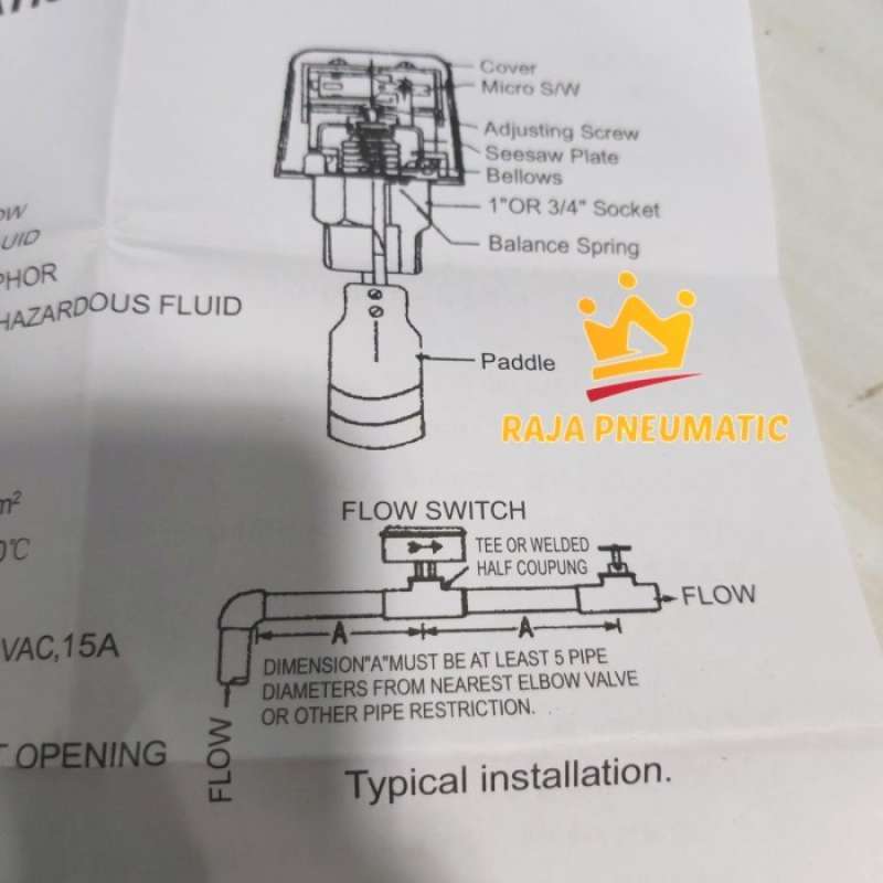 Promo WATER FLOW CONTROL FLOW SWITCH DIRECTION OF FLOW 1/2 INCH HFS-15 ...