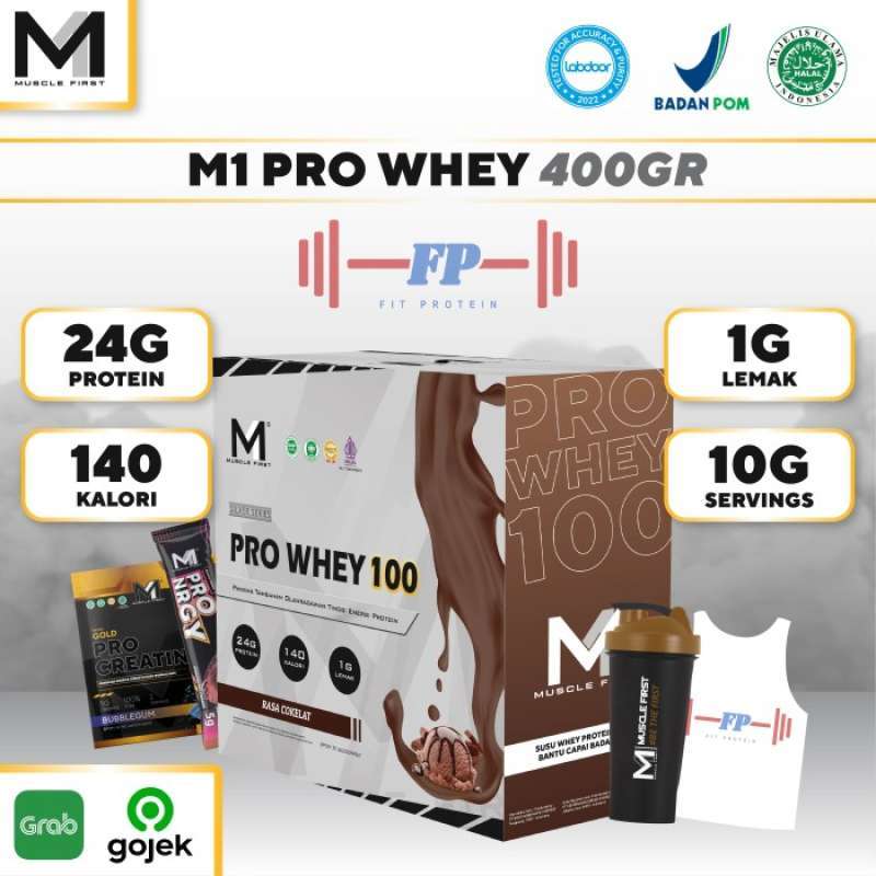 Promo M1 Muscle First PRO WHEY 100 400gram 10 sachet servings PROTEIN ...