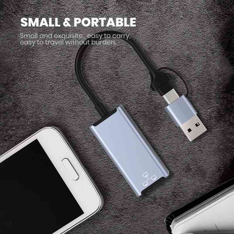 Promo UNEED Adapter Converter USB A 3.0 - Type C to LAN Ethernet RJ45 ...