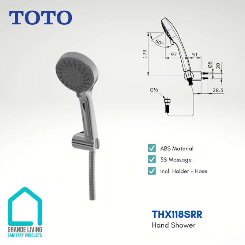 Promo TOTO Hand Shower 5S Massage 5 macam spray TX118SRR Diskon 23% di ...