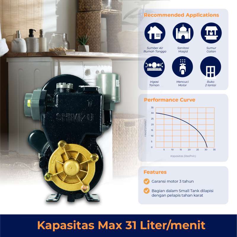 Jual Shimizu Ps-135 E Pompa Air Otomatis Sumur Dangkal (automatic Water ...
