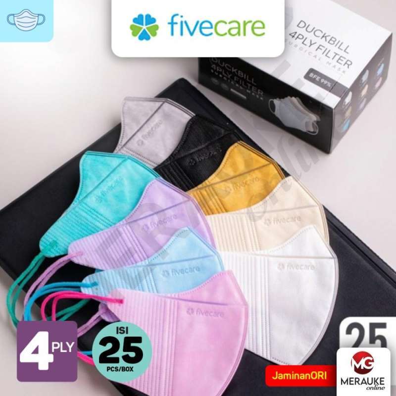 Jual Masker Fivecare Duckbill Earloop 4 Ply Surgical Box Isi 25s ...