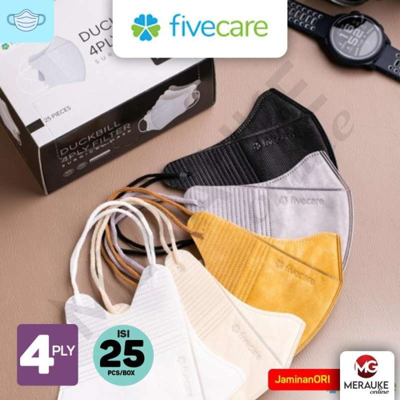 Jual Masker Fivecare Duckbill Earloop 4 Ply Surgical Box Isi 25s ...