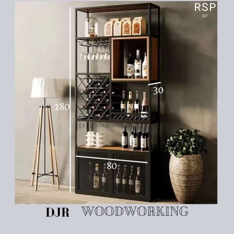 Jual Rak Lemari Botol Gelas Standing Partisi Cafe Industrial di Seller ...