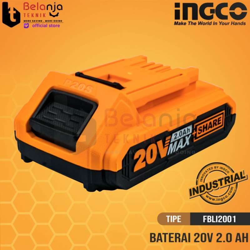 Promo Ingco Lithium Ion Battery Pack 20 V 2.0 Ah Baterai Power Tool ...