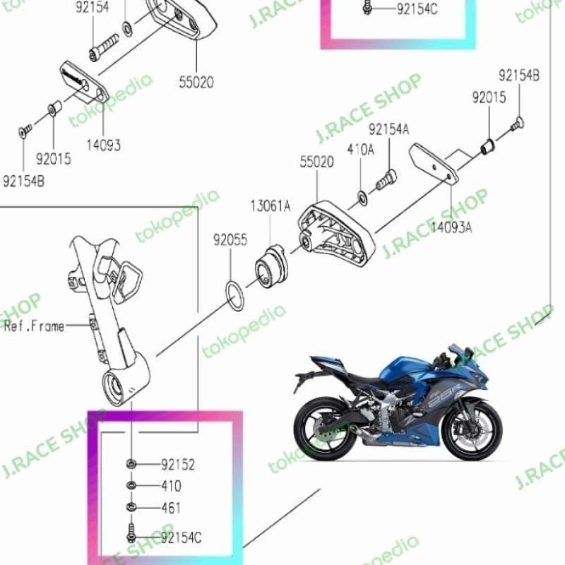 Promo Baut Set Frame Slider Kawasaki Zx25R Original Diskon 23% di ...