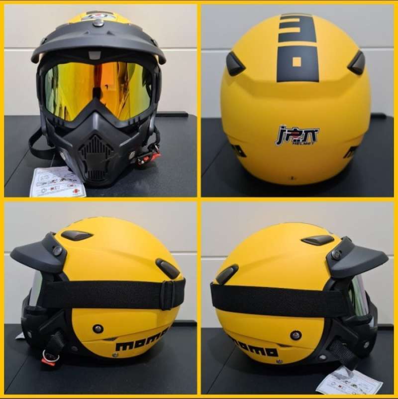 Promo Helm Motor Retro Jpn Kawai Momo Kuning Kacamata Googles Sni ...