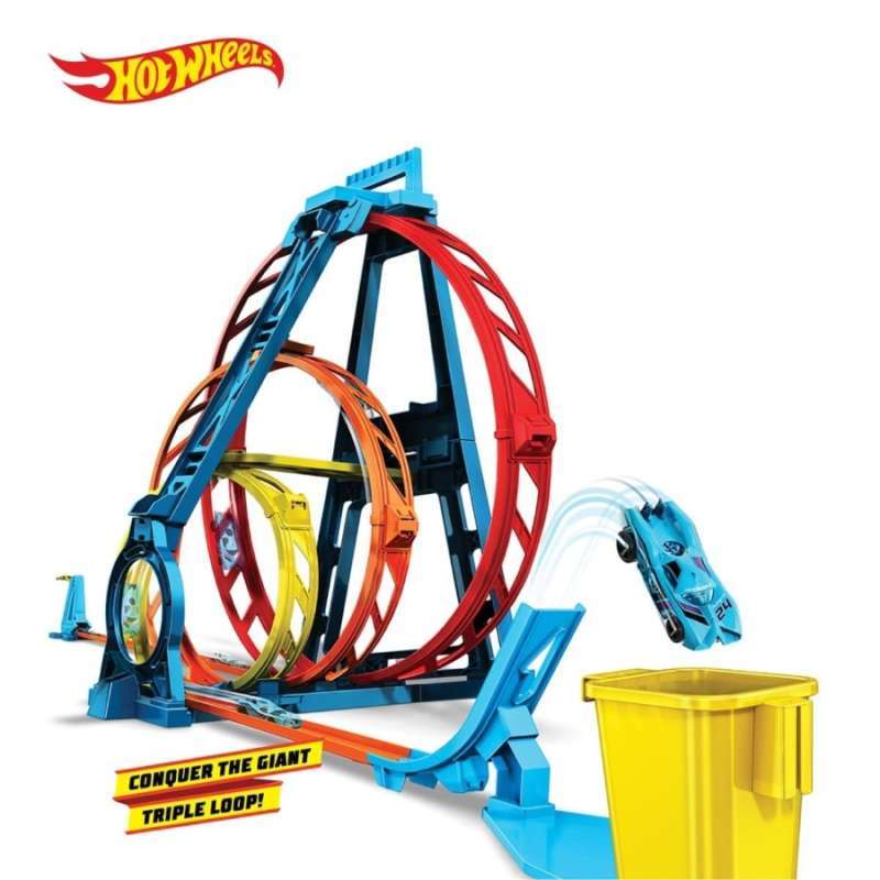 Jual Hot Wheels Track Builder Unlimited Triple Loop Kit Playset Mainan ...