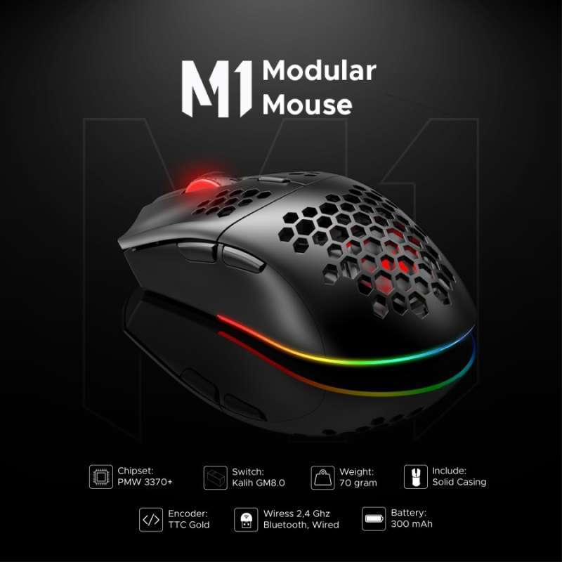 Jual Noir M1 Lightweight Wireless Modular Gaming Mouse Di Seller Dext ...