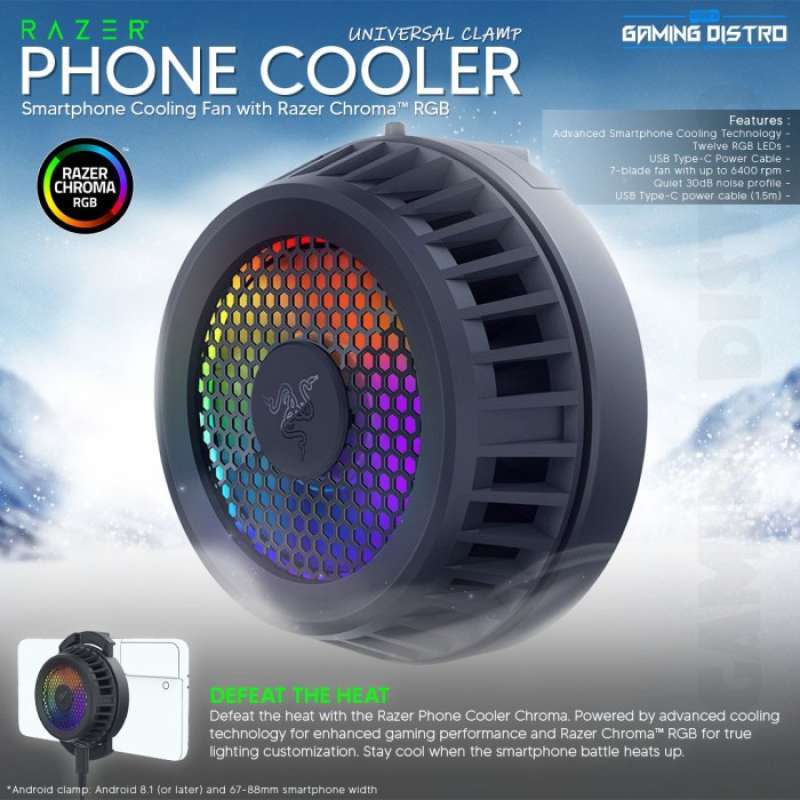 Promo Razer Phone Cooler Chroma - Universal Clamp Cooling Fan RGB ...
