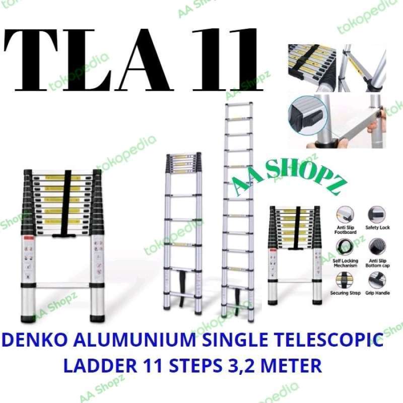 Promo TANGGA DENKO TLA 11 ALUMUNIUM SINGLE TELESKOPIK LADDER 3,2 M 11 ...