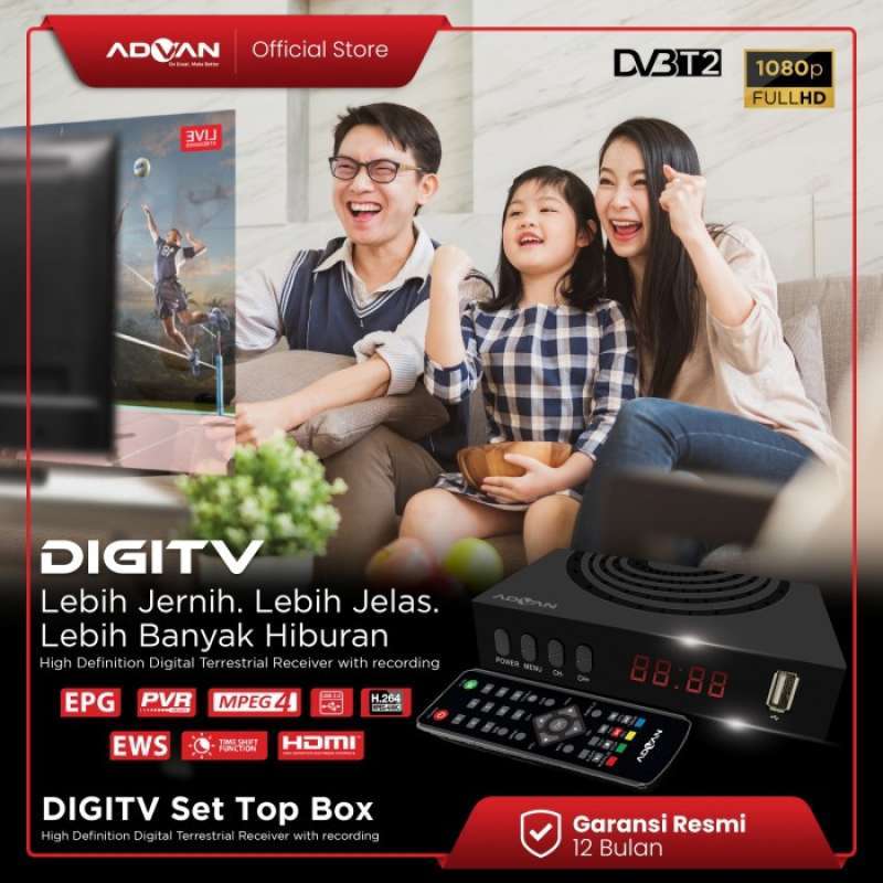 Promo Advan Digitv Dvb T2 Full Hd 1080P Set Top Box Tv Digital Receiver ...