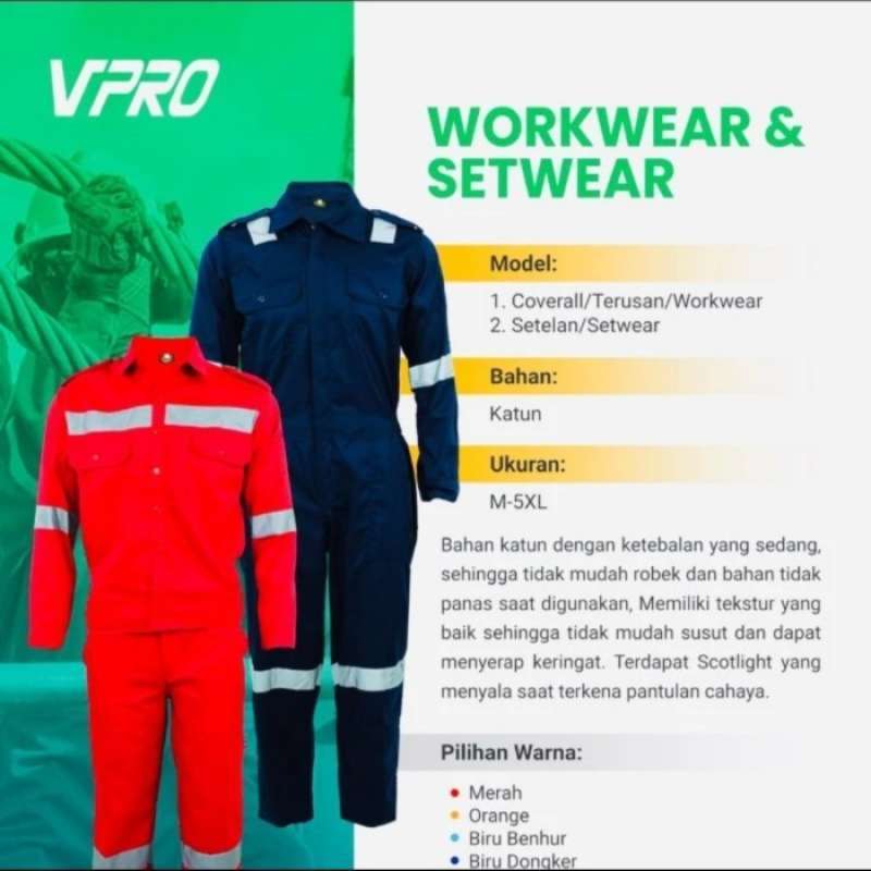 Jual Wearpack Coverall Vpro / Workwear Coverall Vpro 100% Cotton Di ...