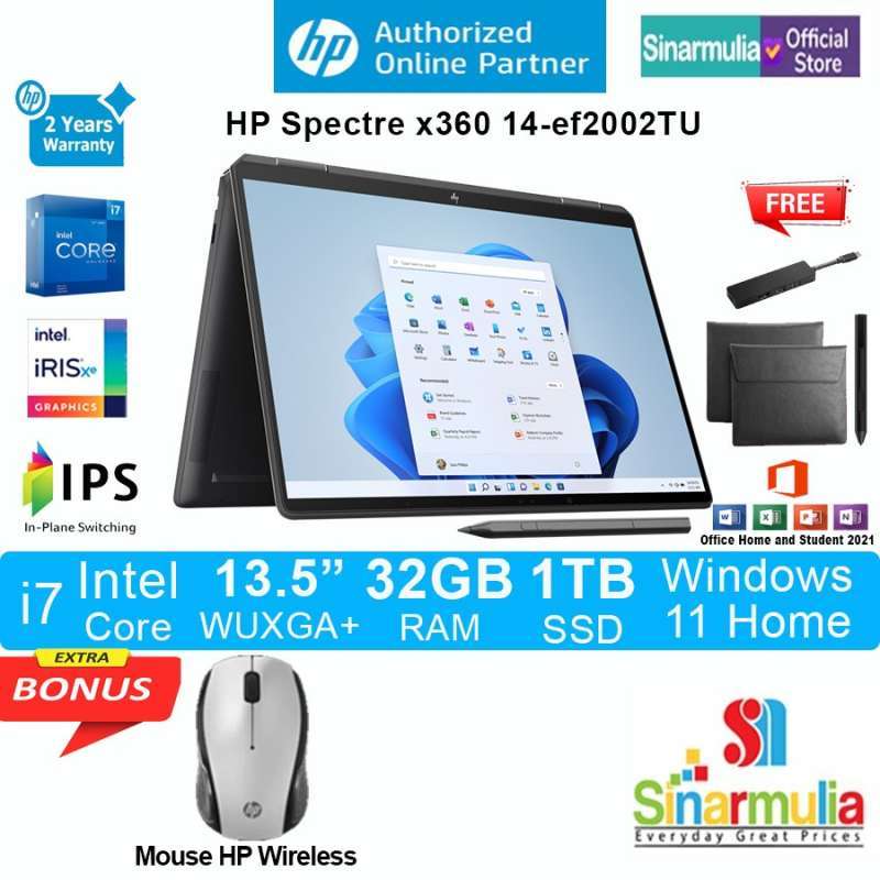 Promo HP Spectre X360 14-ef2002tu i7-1355U 1TB SSD 32GB Win11+OHS ...