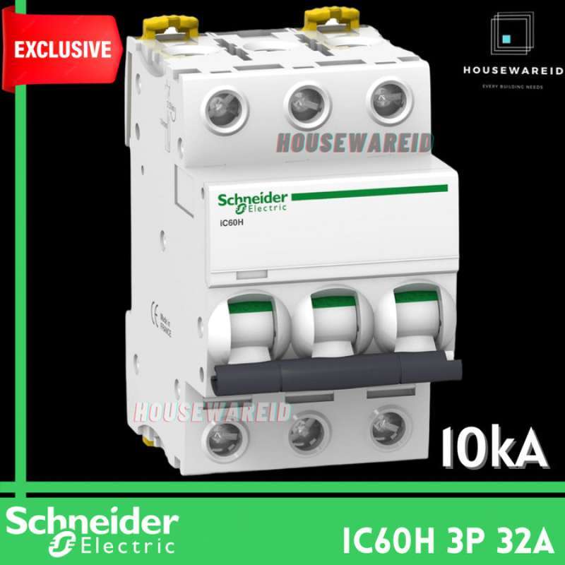 Promo MCB 3p 32a 3 Phase 32 Ampere 10kA Schneider iC60H A9F84332 Diskon ...