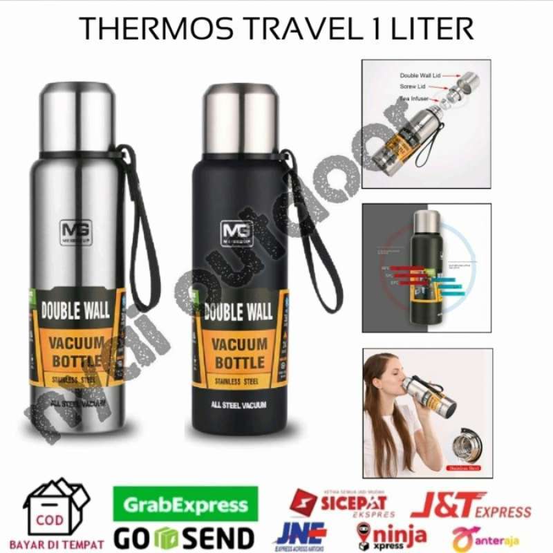 Jual thermos travel 1 Liter termos botol air panas camping Outdoor di ...