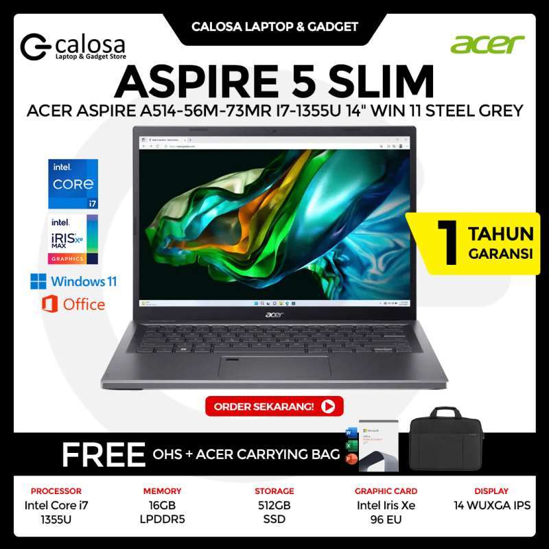 Promo Laptop Acer Aspire 5 Slim A514 56m 73mr Intel I7 1355u Ram 16gb ...