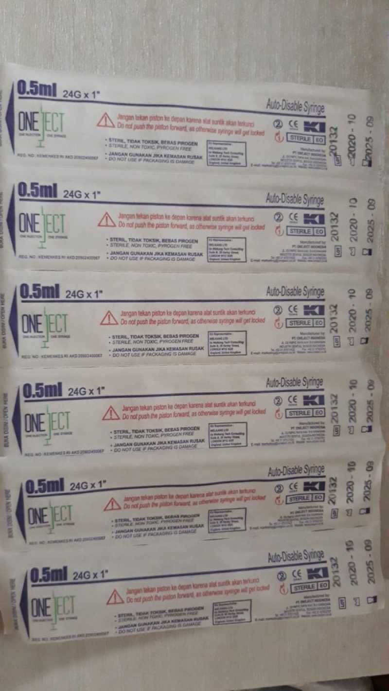 Promo Disposable Syringe 0.5ml Alat Suntik Spuit 0.5cc Merk Oneject ...