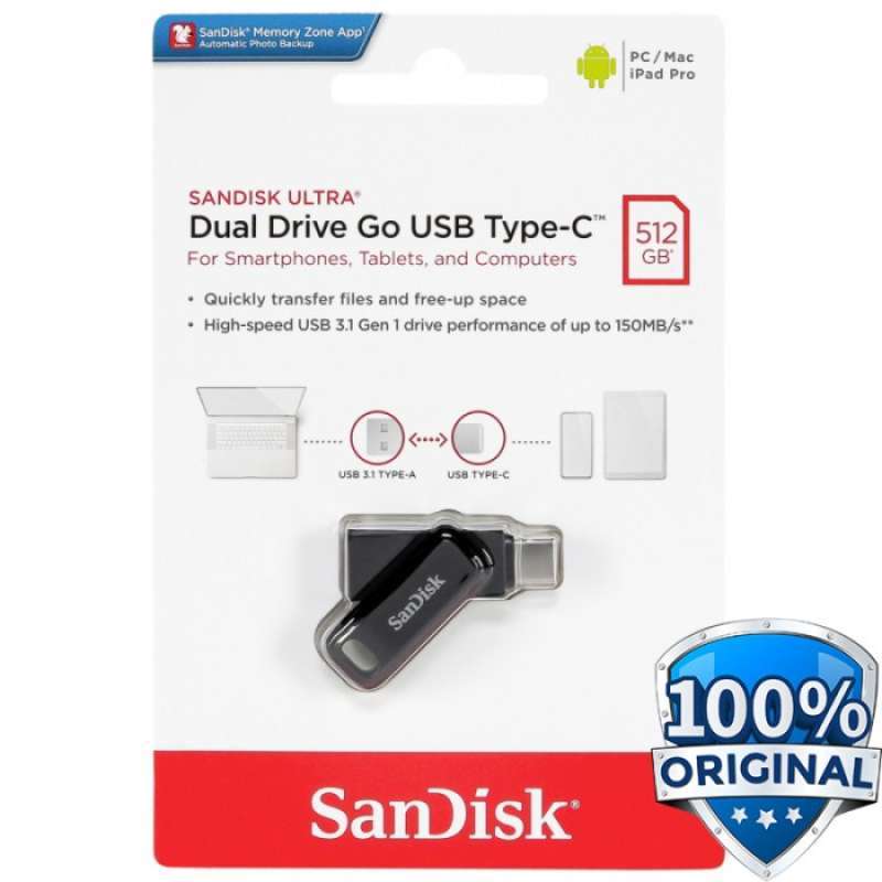 Jual Flashdisk Ultra Dual Drive Go 512 Gb | 150 Mbps Usb 3.1 Type C Di ...