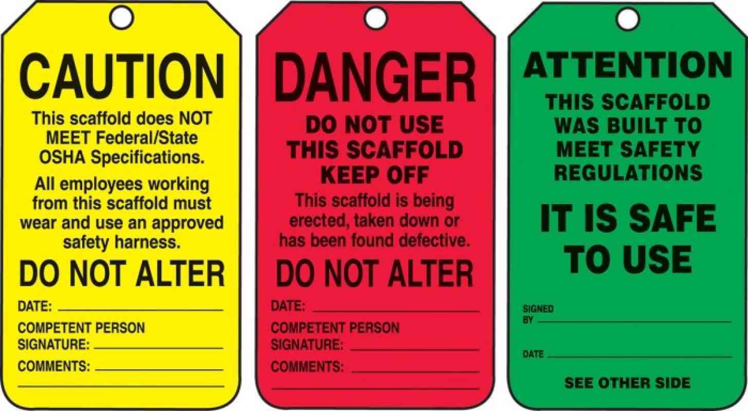Promo Plastic Scaffold Status Tag, Legenddanger/caution/attention ...