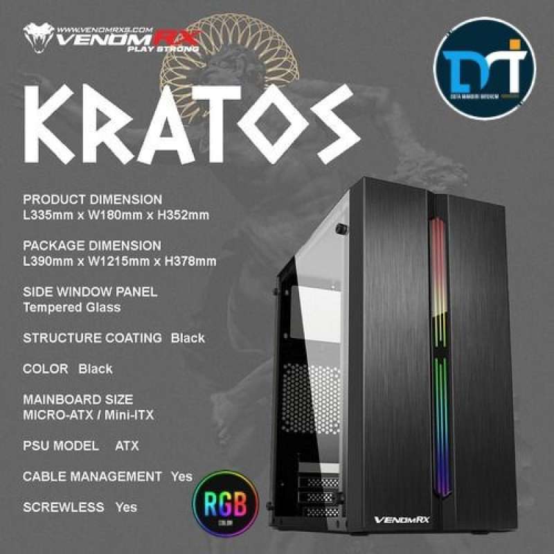 Promo Venomrx Kratos - Tempered Glass M-atx Gaming Case Diskon 23% Di ...