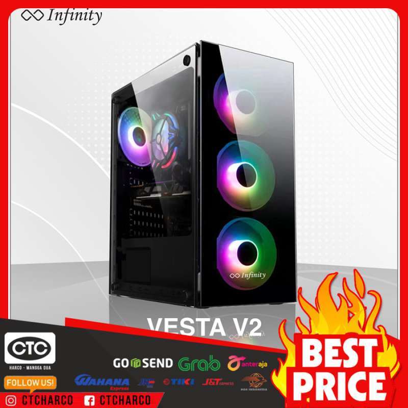 Promo Casing Pc Infinity Vesta V2 Tempered Glass Atx Case + 4 Fan Rgb ...