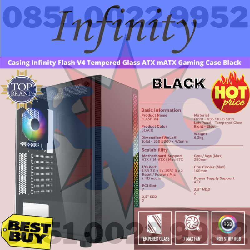 Promo Casing Pc Gaming Infinity Flash V4 Tempered Glass Atx Matx Gaming ...