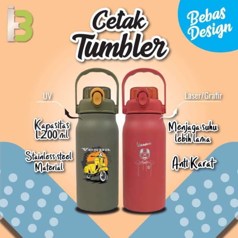 Jual CUSTOM TERMOS JUMBO PORTABLE KAPASITAS 1200ML VAKUUM PANAS DAN ...