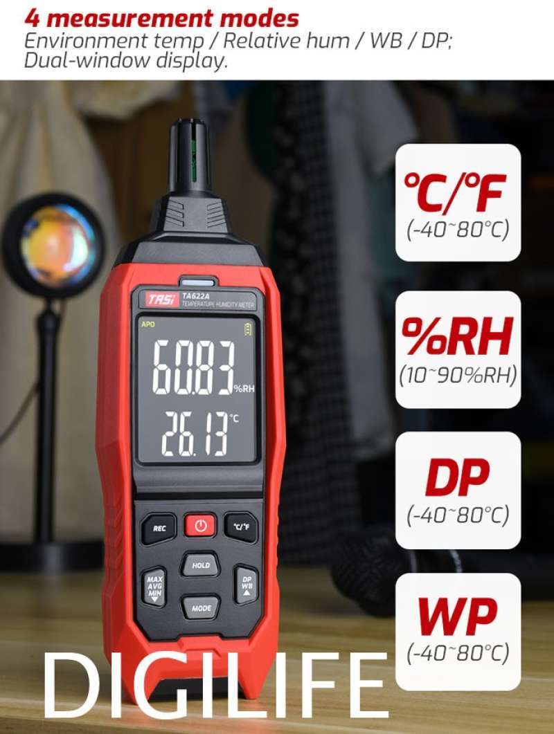 Promo Wet Bulb Dew Point Humidity Temperature Data Logger TA622B TASI ...