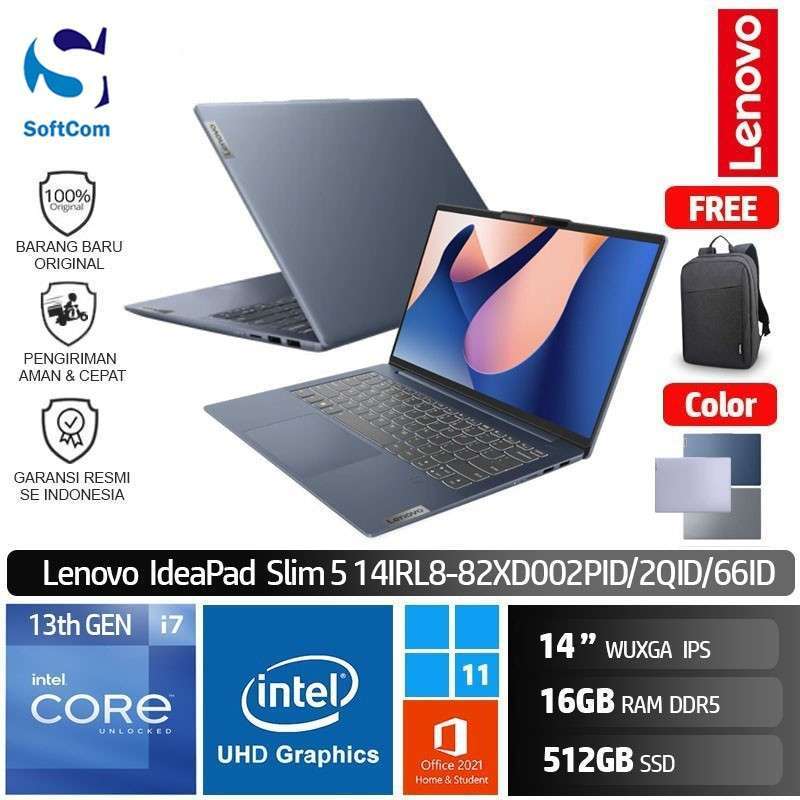 Promo Lenovo Ideapad Slim 5 2pid 2qid 66id Notebook Core I7 13620h 16gb 512gb Ssd 14 Wuxga Ips