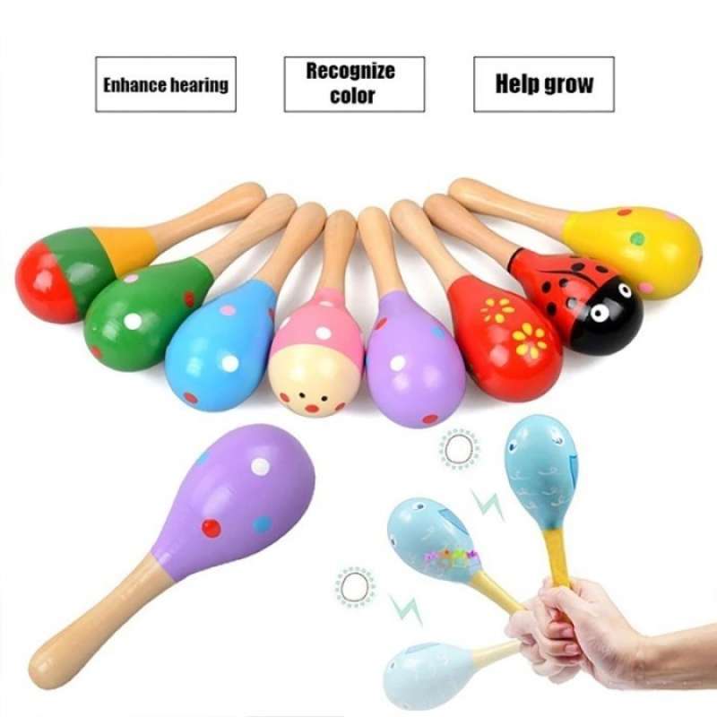 Promo BABY MARACAs MAINAN BAYI anak KERINCINGAn RATTLE MARAKAS KAYU ...