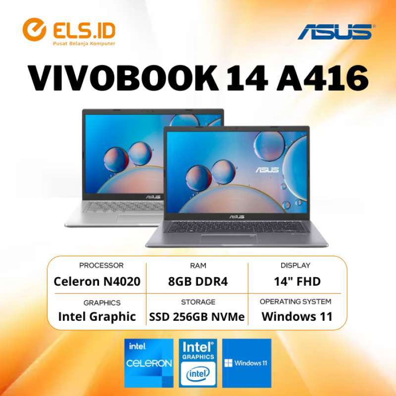 Promo Asus Vivobook 14 A416MAO Intel Celeron N4020 8GB SSD 256GB 14 FHD ...