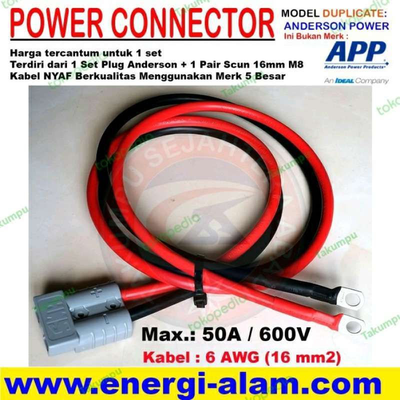 Jual Kabel Aki NYAF 16mm Battery Socket model Anderson Power 50A + Skun ...