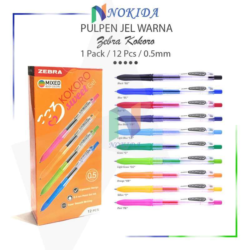 Jual Nokida Pulpen Zebra Kokoro [12 Pcs] / Alat Tulis Sekolah / Color ...