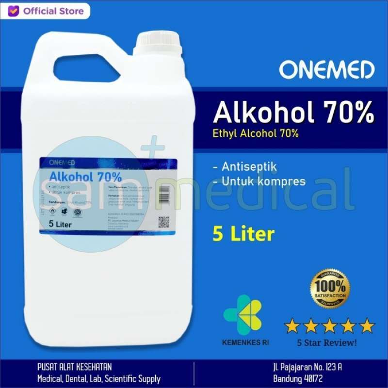 Promo OneMed Alkohol 70% Galon Isi 5 liter Diskon 23% di Seller Chintya Store - Pegangsaan Dua ...