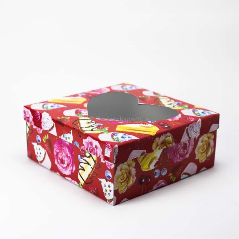 Promo Dus Kue/Box Kue/Kotak Kue Ulang Tahun Tutup Kaca Hati Ukuran ...
