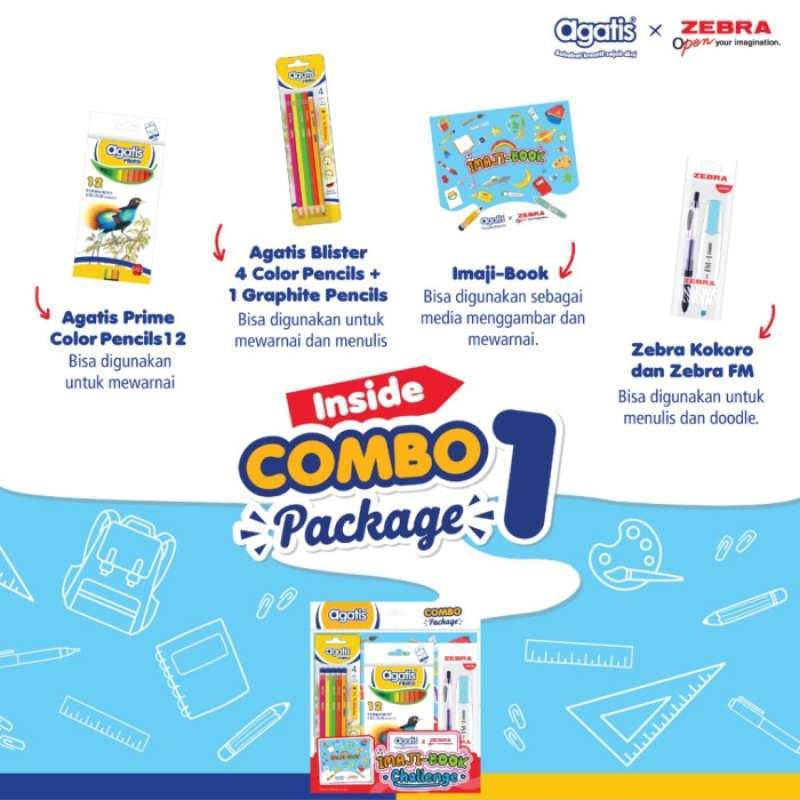 Jual Agatis - Paket Mewarnai & Menggambar Kombo 1 Imajiagatis X Zebra ...