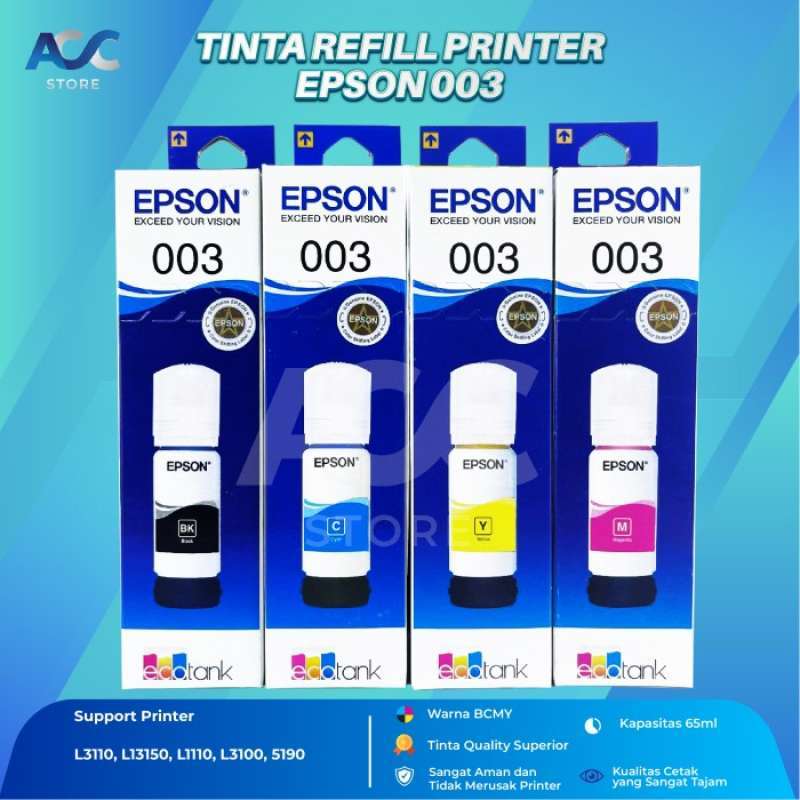 Jual 1 SET 4 PCS Tinta Epson 003 Isi Ulang Printer L1110 L3110 L3150 ...