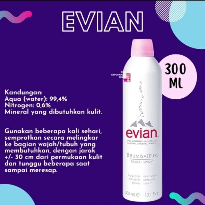 Jual Evian Facial Spray-300ml Brumisateur Facialspray Natural Mineral ...