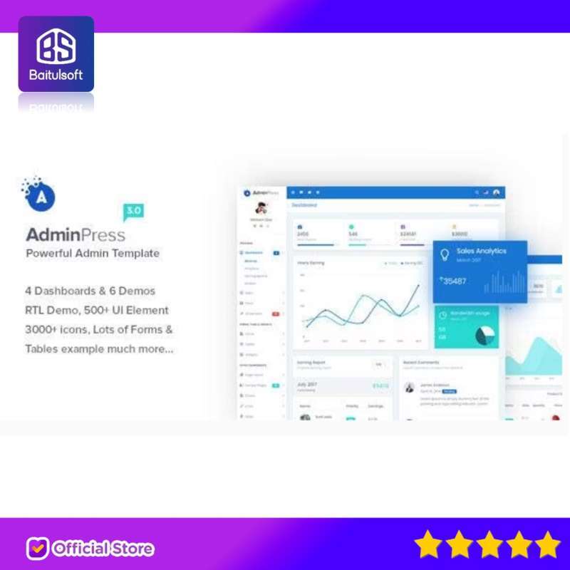 Promo ADMIN PRESS - ULTIMATE & POWERFUL BOOTSTRAP 4 DASHBOARD TEMPLATE BY BAITULSOFT Diskon 99% ...