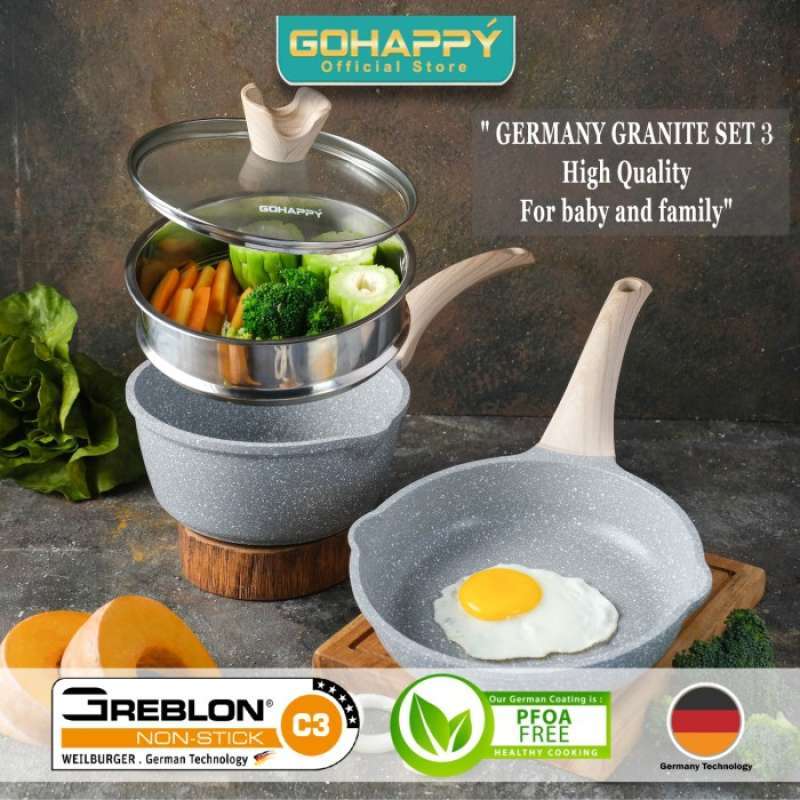 Promo Panci Set 3 Fungsi Gohappy Greblon Germany Granite Untuk Dewasa ...