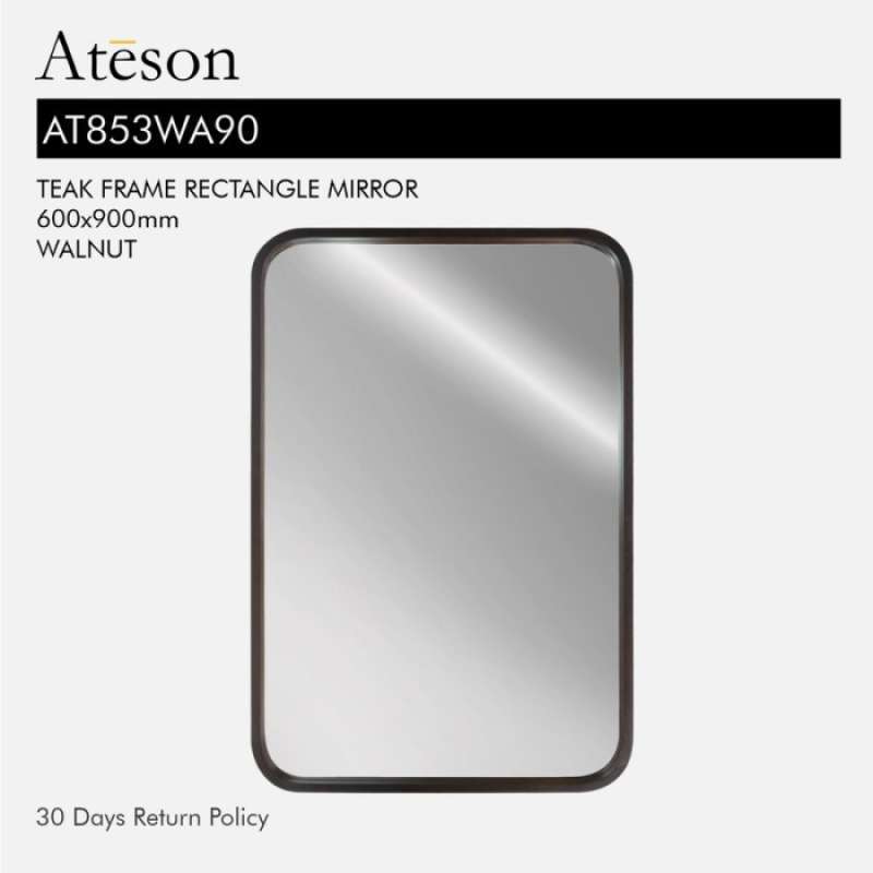Promo Ateson At853wa90 Kaca Cermin Kotak Persegi Frame Kayu Jati Walnut ...