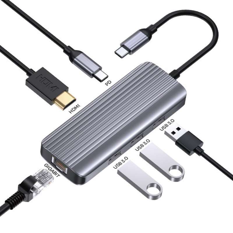 Jual Robot Ht560 6-in-1 Usb C Hub Adapter, With Rj45 1000mbps,hdmi 4k ...