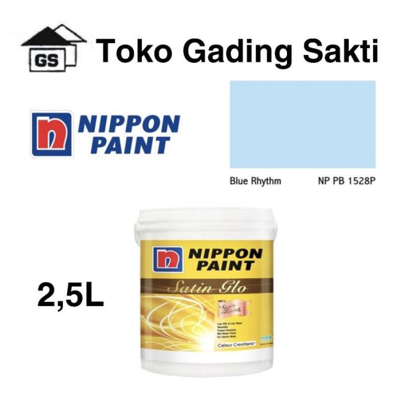 Promo Nippon Paint Satin Glo (Blue Rhythm) NP PB 1528P Galon 2,5L ...