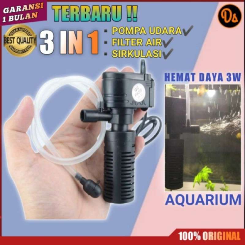 Promo Pompa Air Udara Oxygen Filter Aquarium mini 3 in 1 Multifungsi 3W 220V Diskon 23% di ...