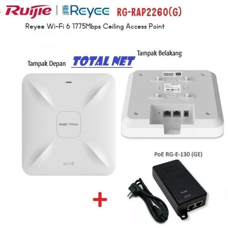 Jual Ruijie Rg-rap2260(g) + Poe Rg-e130-ge Wifi 6 Dual Band Ceiling ...