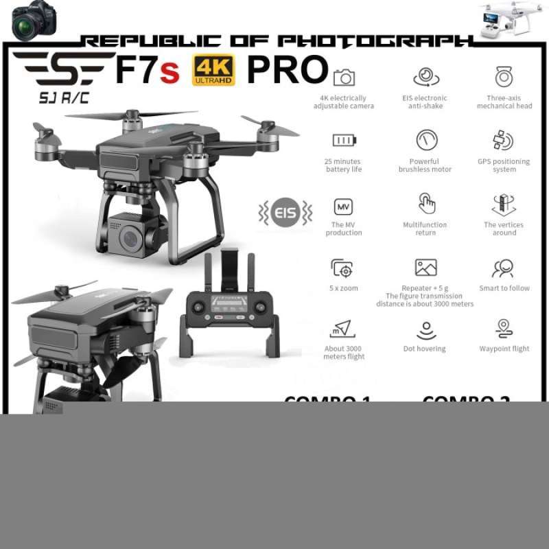 Jual SJRC F7S 4K PRO OBSTACLE AVOIDANCE SENSOR GPS 3KM EIS 3- AXIS ...