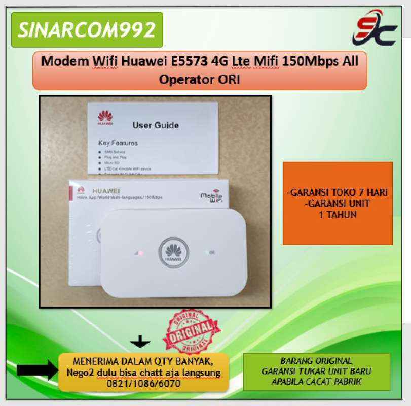 Jual Modem Wifi Huawei E5573 4G Lte Mifi 150Mbps All Operator ORI di Seller Retail Indo Global ...