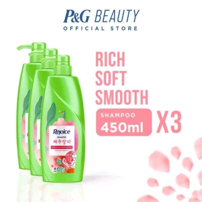 Jual Rejoice Shampoo Korean Jeju Rose Rich Soft Smooth 450 ml Isi 3 Pc di Seller Zamoza Shop ...