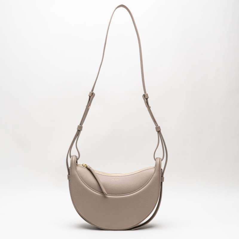 Jual Polene Numero Dix Half Moon Crossbody Bag Grained Taupe Ghw Di ...